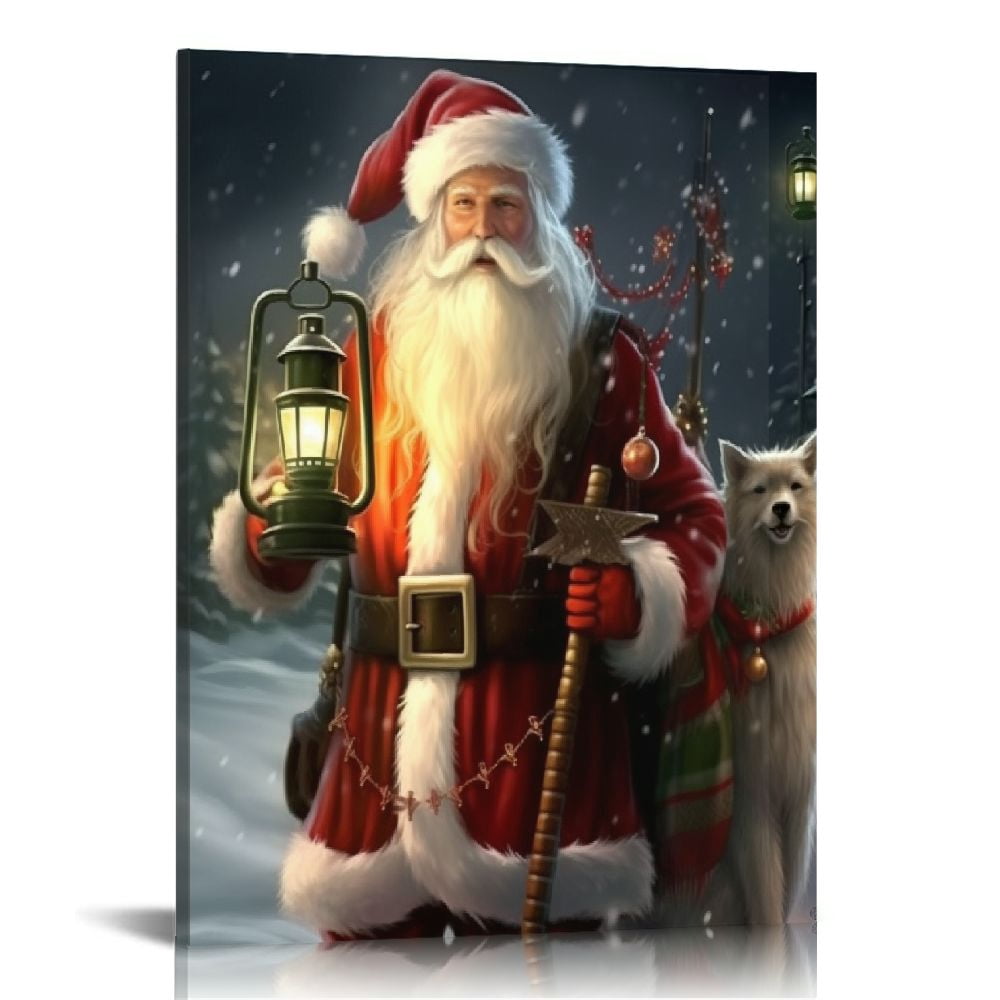 ONETECH Image of Santa Claus Poster Canvas Print Christmas Wall Art ...