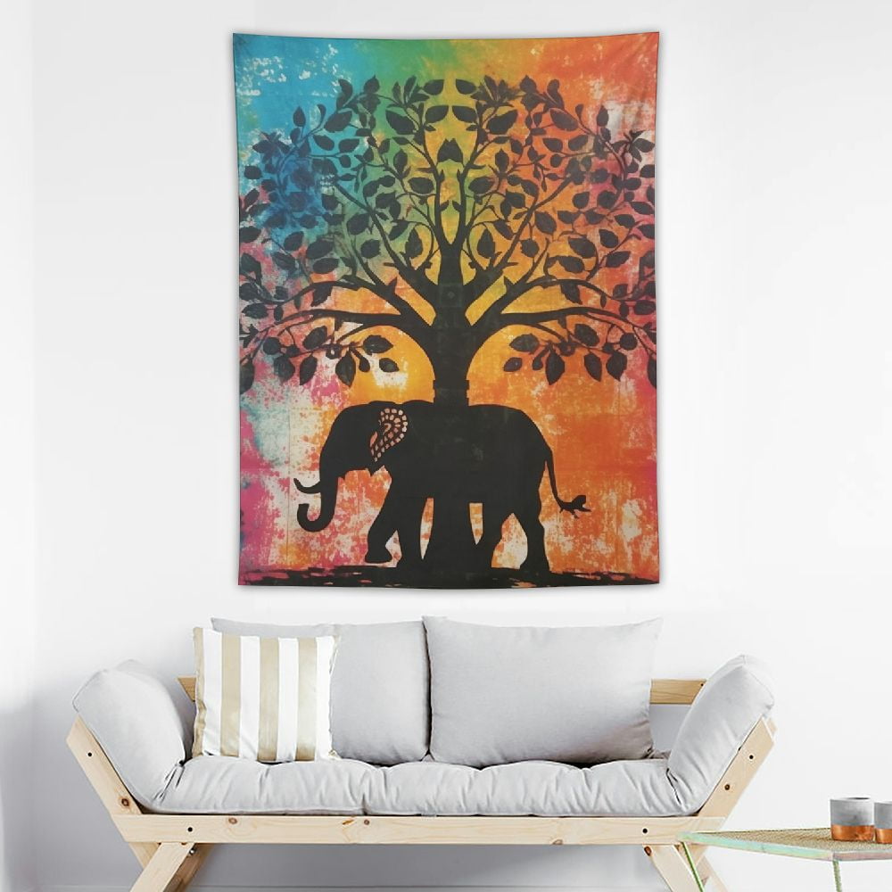 ONETECH Indian Mandala Wall Hanging Multi Color Elephant Under Tree ...