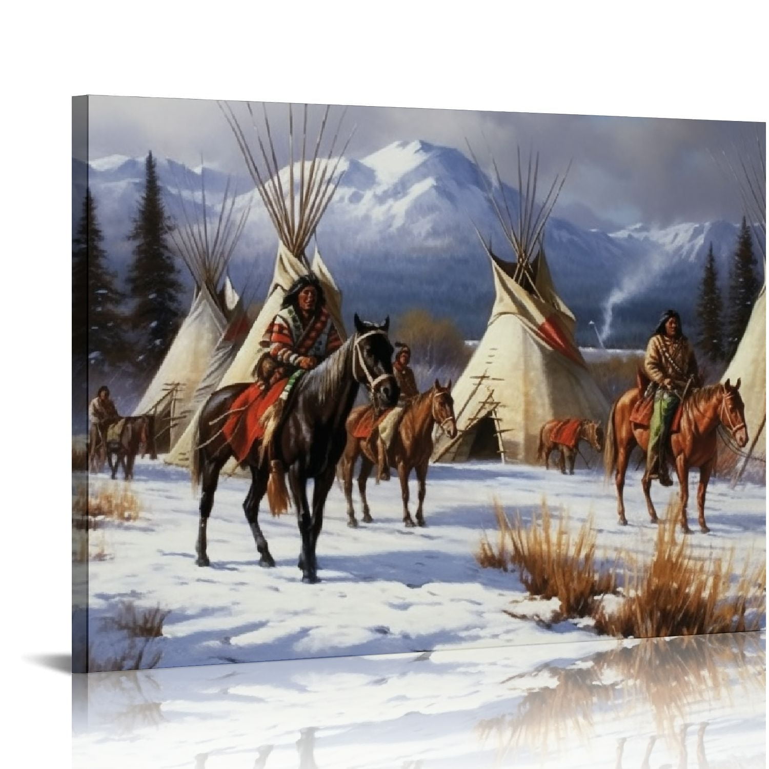ONETECH Indian Wall Art Native American Chief Tribe with Horse Poster ...