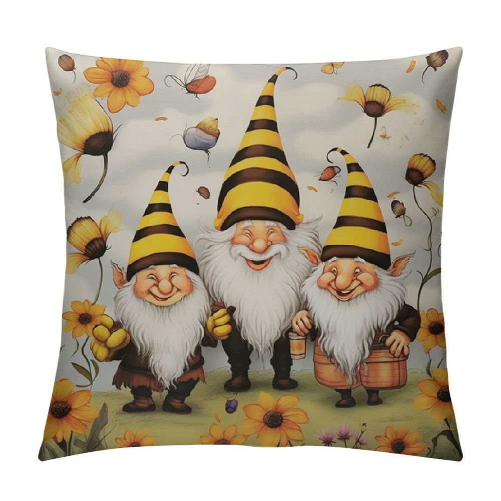 ONETECH Inspirational Quotes Throw Pillow Cover, Bee Happy Sofa Home ...