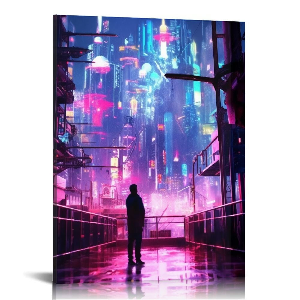 ONETECH Japanese Anime Wall Art Decor - Cyberpunk Tokyo Hongkong ...