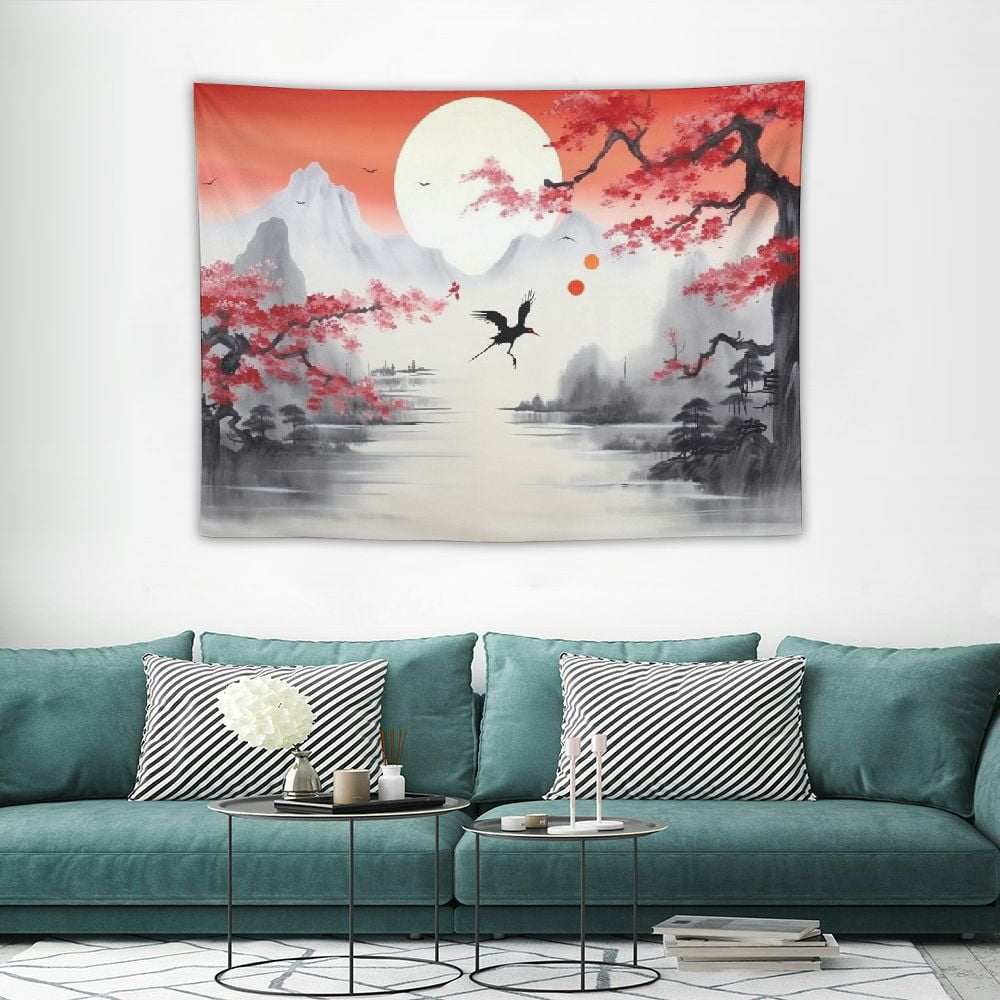 ONETECH Japanese Decor Tapestry, Asian Anime Tapestry, Mount Fuji ...