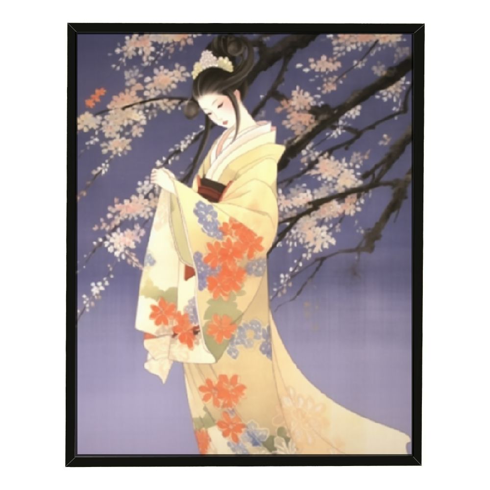 ONETECH Japanese Geisha Art Poster Kimono Geisha Under Sakura Tree ...