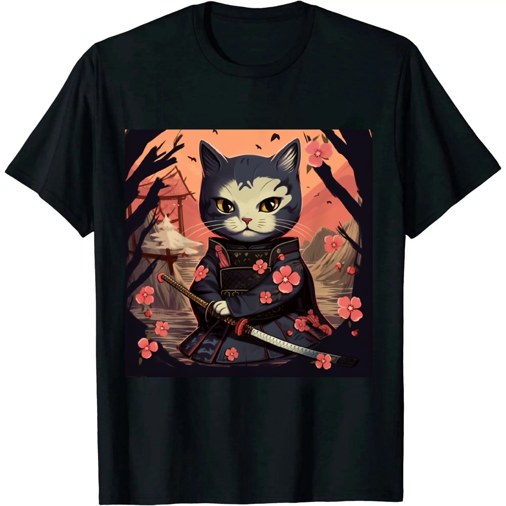 ONETECH Japanese Samurai Cat Tattoo, Kawaii Ninja Cat T-Shirt - Walmart.com
