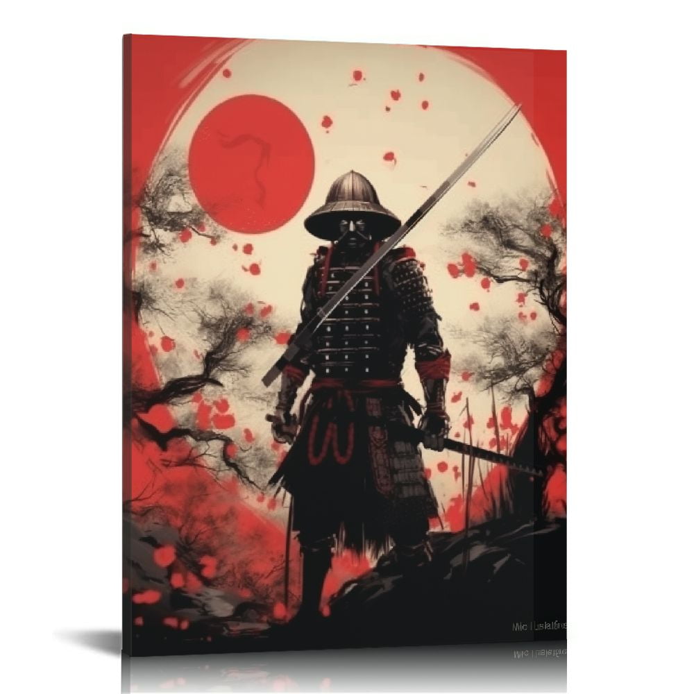 ONETECH Japanese Samurai Wall Art Armored Samurai Painting Canvas ...