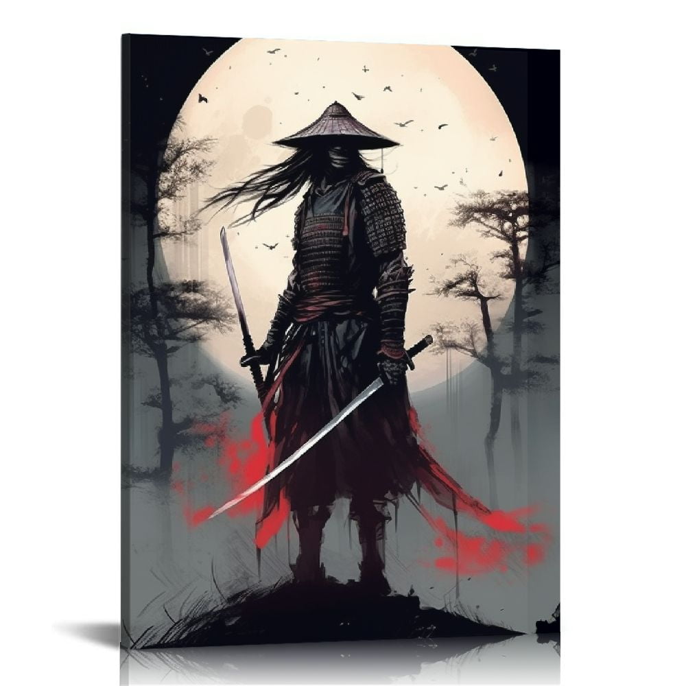 FUMJ Japanese Samurai Wall Art Inspirational Quotes Motivational Canvas ...