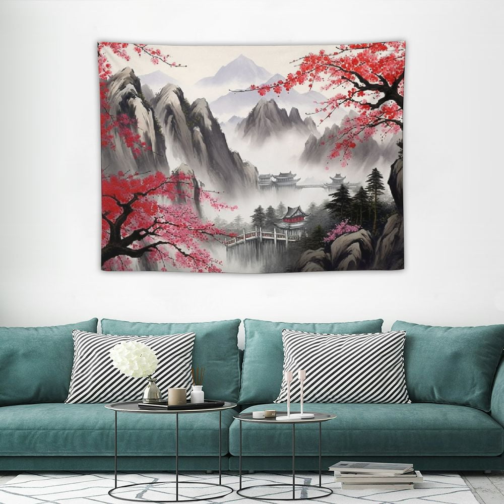 FUMJ Japanese Tapestry Japan Tokyo Cherry Blossoms River Tapestry ...