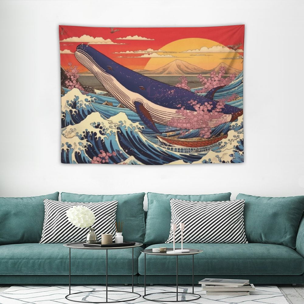 ONETECH Japanese Ukiyo-e Tapestry The Great Wave Tapestry hippie Koi ...
