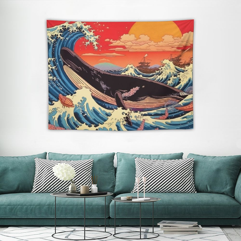 ONETECH Japanese Ukiyo-e Tapestry The Great Wave Tapestry hippie Koi ...