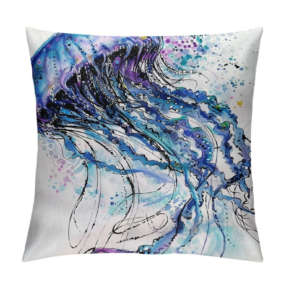 ONETECH Jellyfish Throw Pillow Cushion Cover, Aqua Colors Art Ocean ...