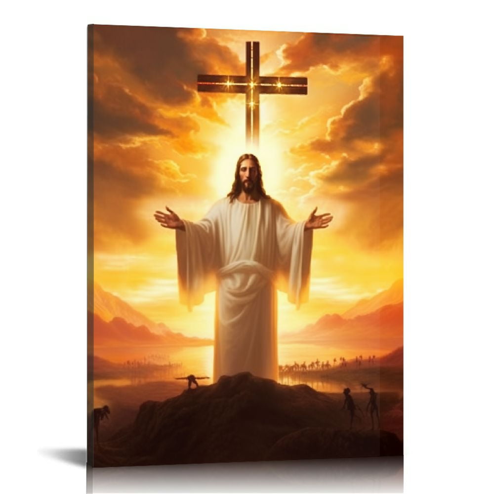 FUMJ Jesus Christ Canvas Wall Art Jesus Greets You Welcome Back Jesus ...
