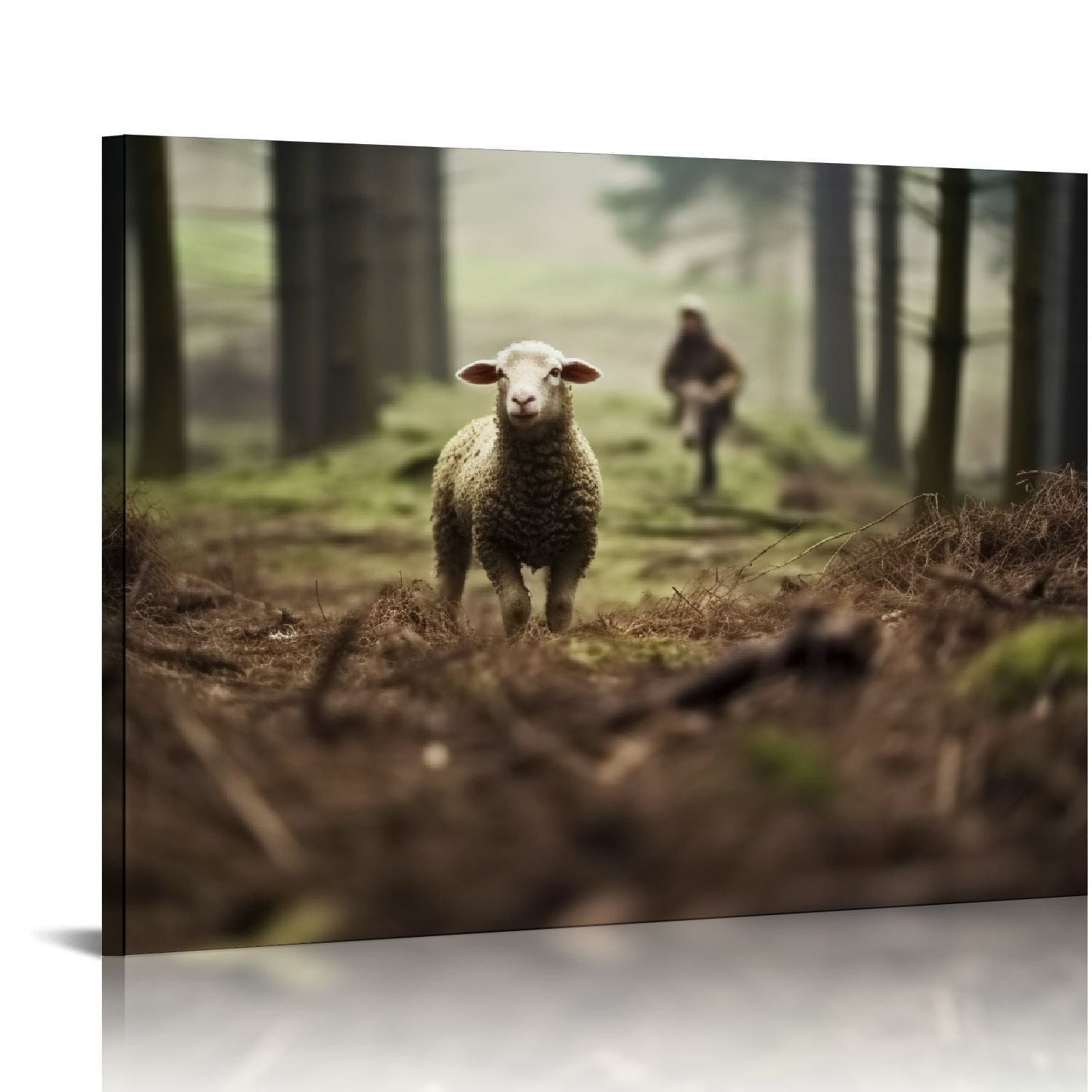 ONETECH Jesus & Lamb Canvas Wall Art, Jesus Running After Lost Lamb ...