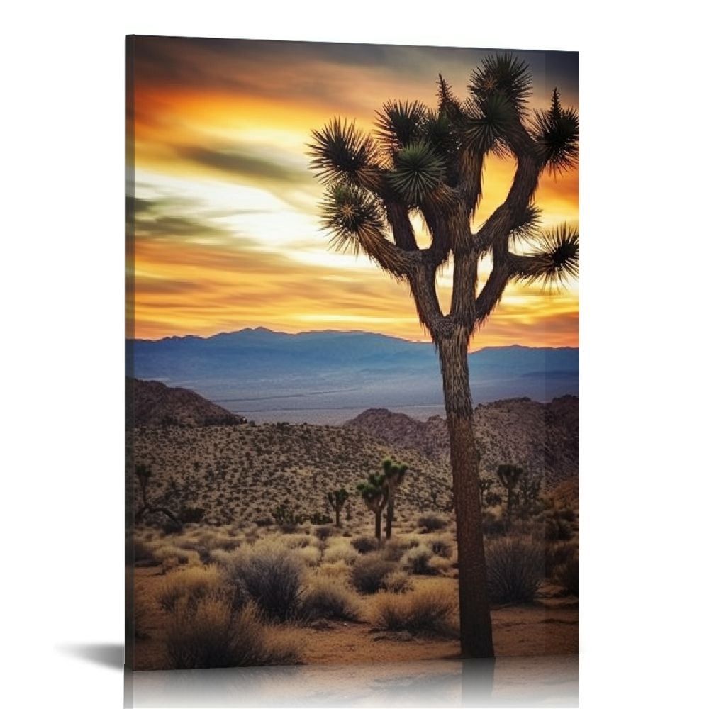 ONETECH Joshua Tree Sunset Canvas Wall Art Print, Desert Artwork ...