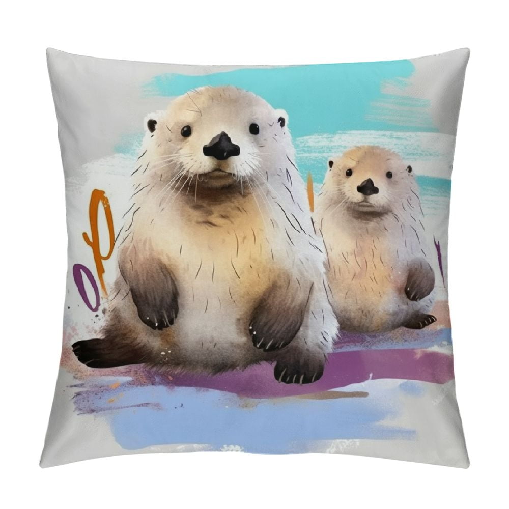 ONETECH Just A Girl Who Loves Otters Throw Pillow Cover,Farmhouse ...