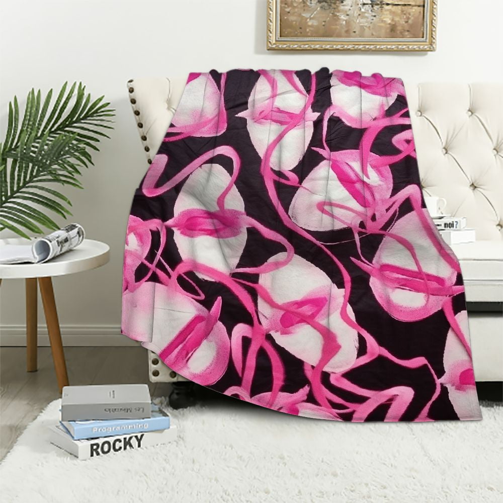 ONETECH - Kiss Kiss Black & Pink Soft Throw Blanket for Valentines Day ...