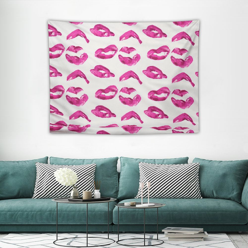 ONETECH Kiss Tapestry, Vibrant Colored Lipstick Kiss Print Smooch ...