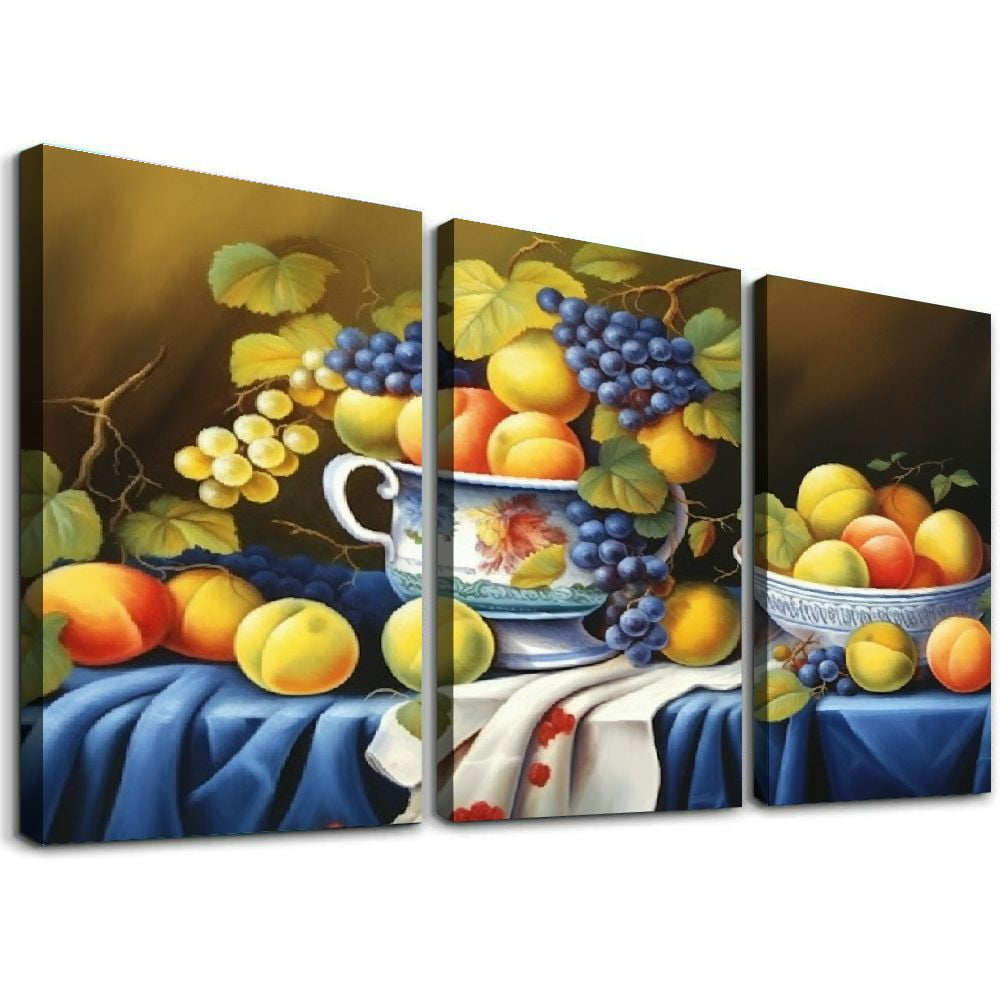ONETECH Kitchen Fruit Canvas Wall Art: Vintage Colorful Fruits and ...