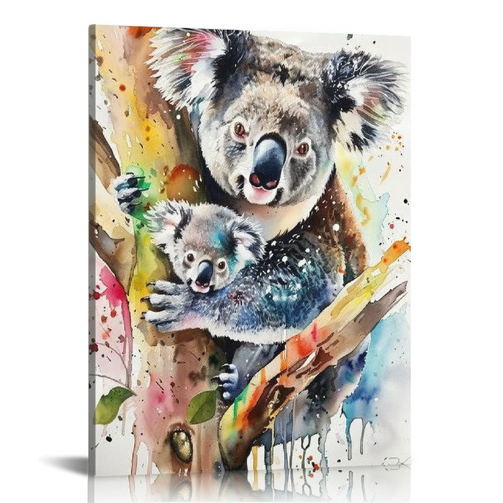 ONETECH Koala Canvas Wall Art, Colorful Koala Poster Print Abstract ...