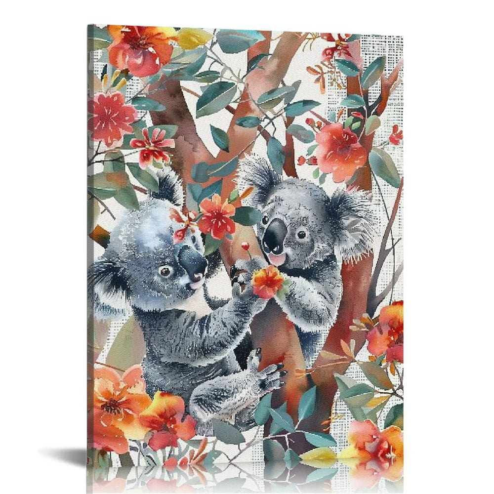 ONETECH Koala On Watercolor Flower Frame, Koala With Flowers, Koala ...