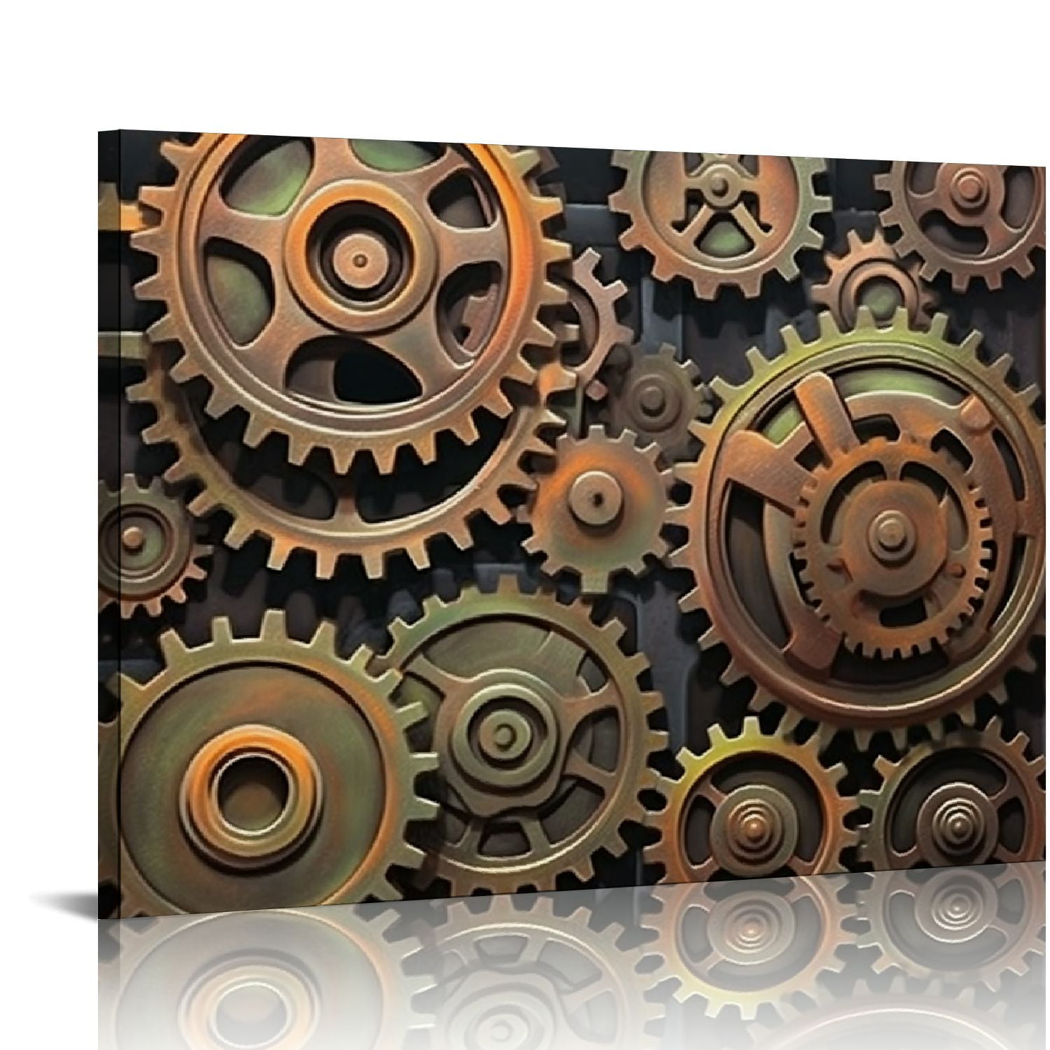 ONETECH Large Abstract Gear Wheel Canvas Wall Art Industrial Steampunk ...