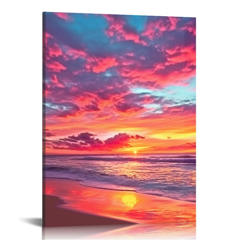 ONETECH - Large Canvas Wall Art Evening Sky with Dramatic Clouds over ...