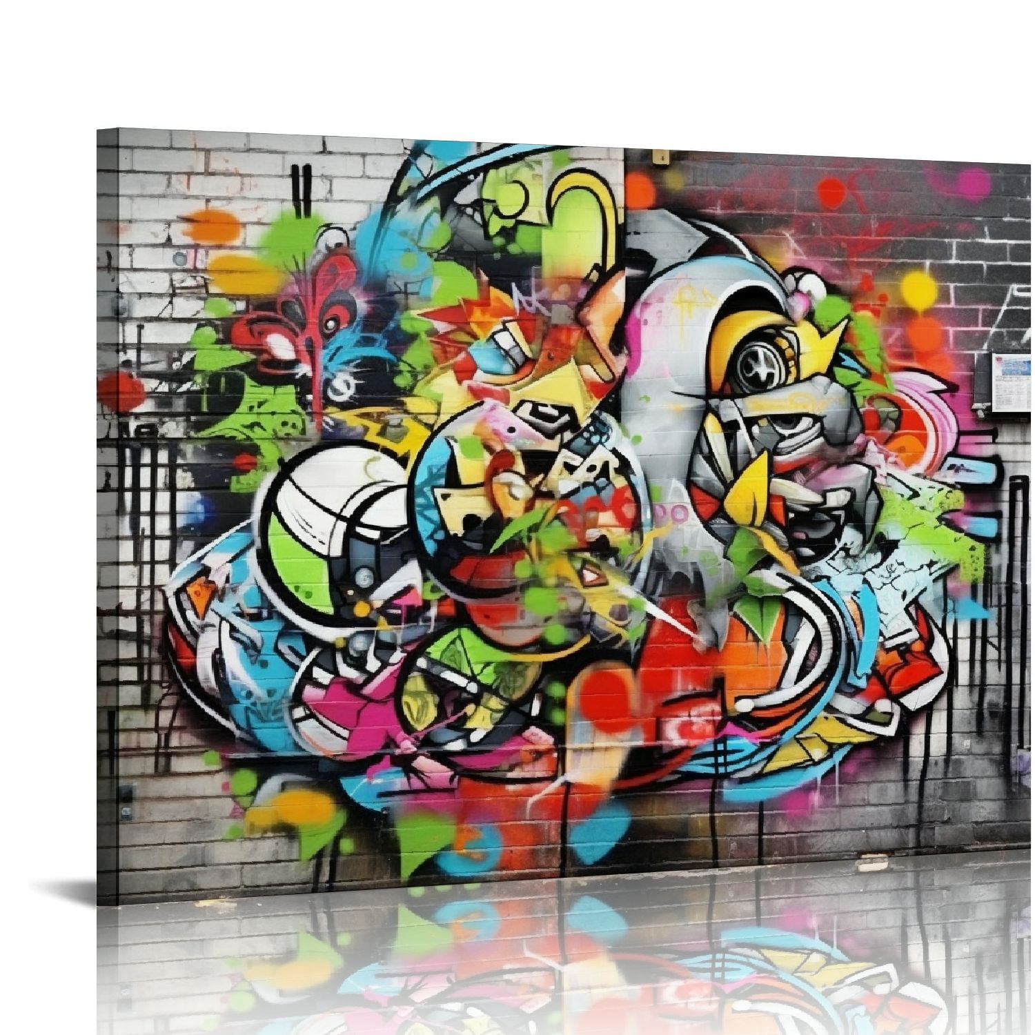 ONETECH Large Framed Wall Art - Graffiti Flower Canvas Wall Art ...