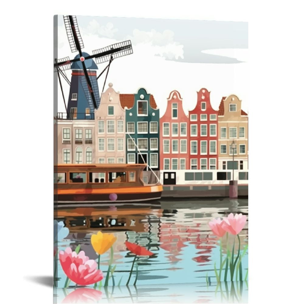 ONETECH Large Travel City Canvas Wall Art Vintage Travel Posters Trendy ...