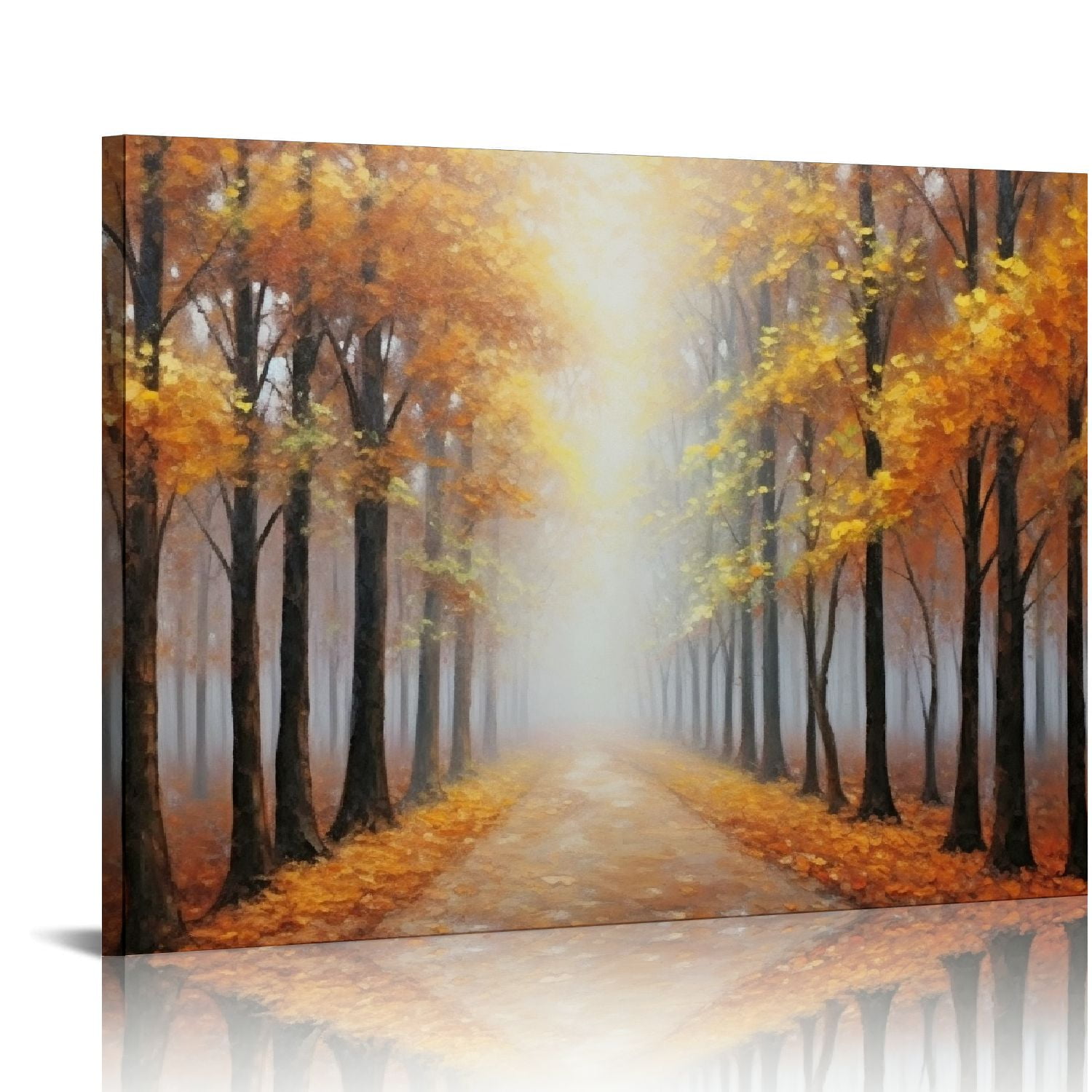 ONETECH Large Tree Wall Art Hand-Painted Forest Oil Painting Framed ...