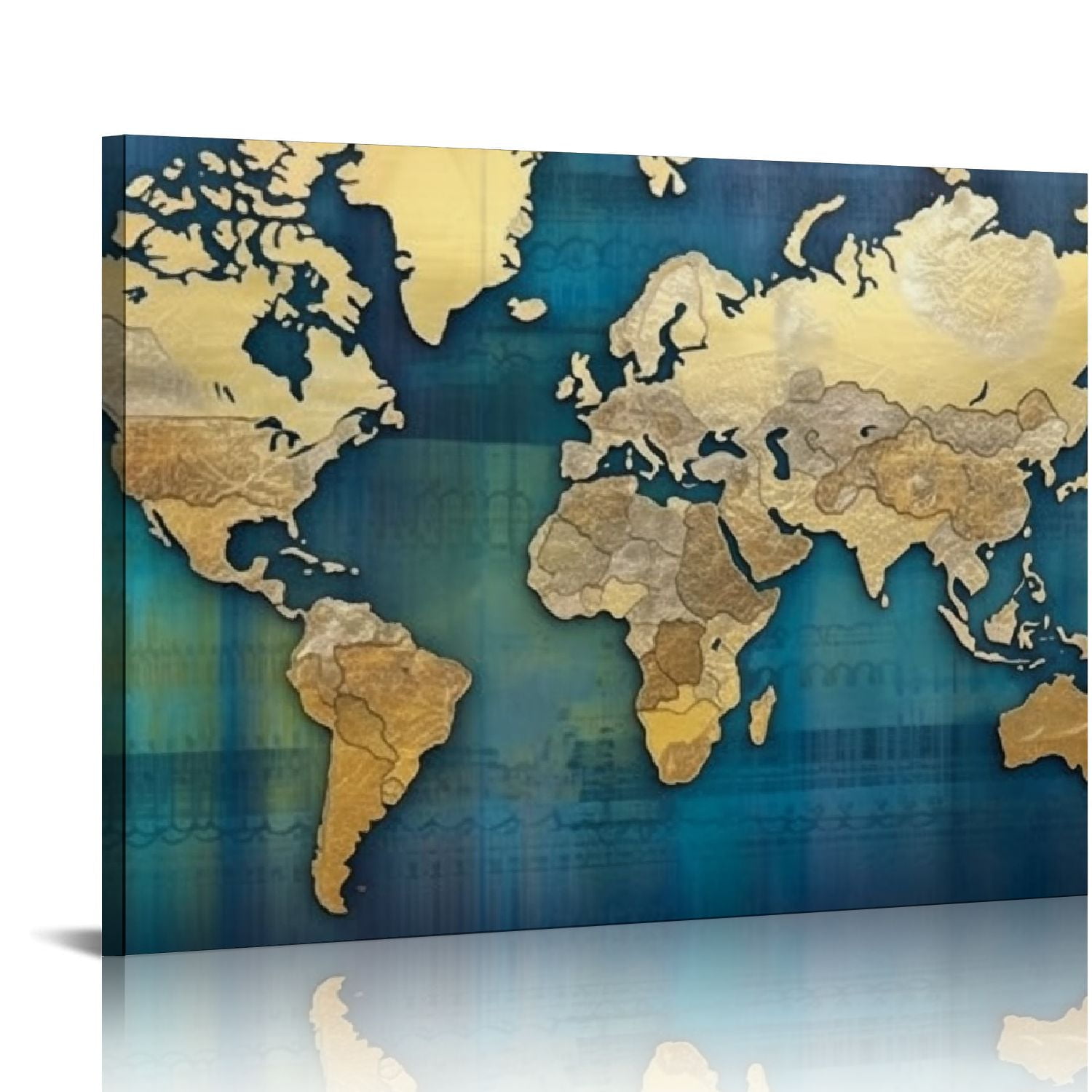 ONETECH Large World Map Canvas Prints Wall Art for Living Room Office ...