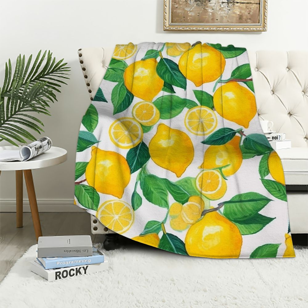 ONETECH Lemon Fruit Leaves Blanket Gifts - Summer Country Spring Rustic ...