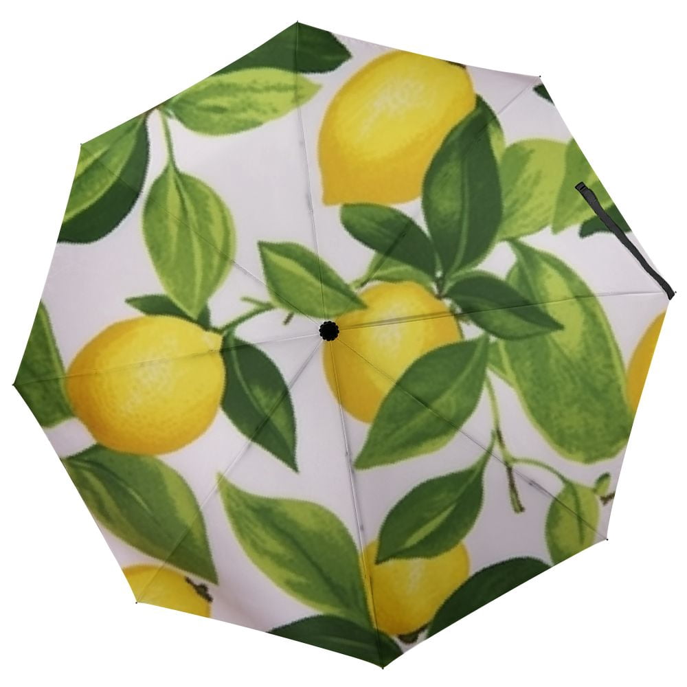 ONETECH Lemons Leaves Three-Fold Automatic Portable Umbrella for Rain ...