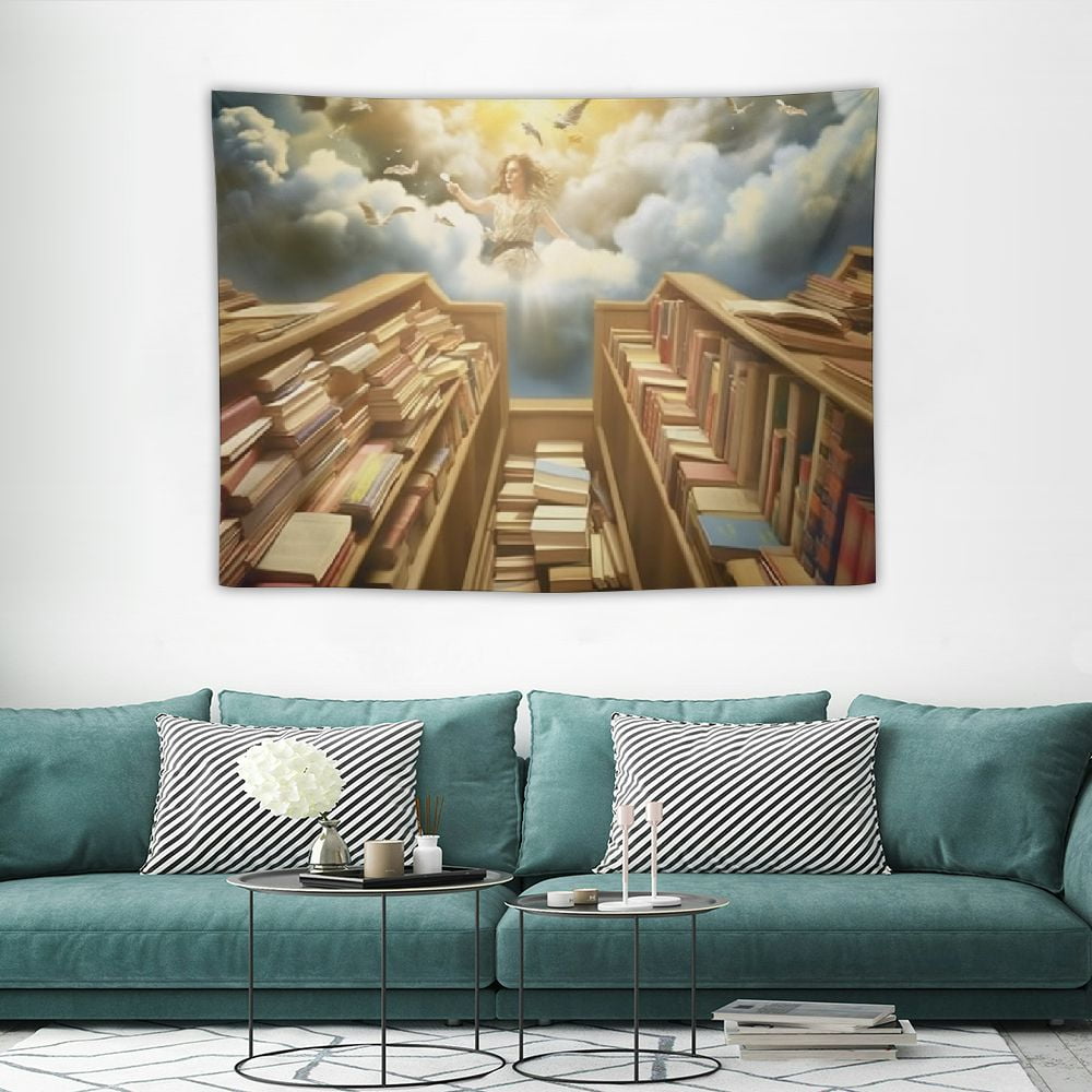 ONETECH Library Bookshelf Tapestry Look Up in The Sky Books Sun Clouds ...