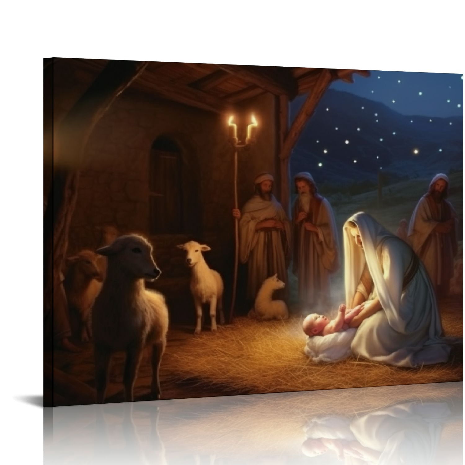 ONETECH Light of The World Canvas Wall Art Print, Christmas Artwork 20 ...