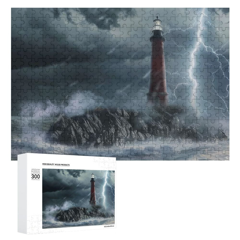 ONETECH Lighthouse Storm Lightning Wooden Jigsaw Puzzle Impossible ...