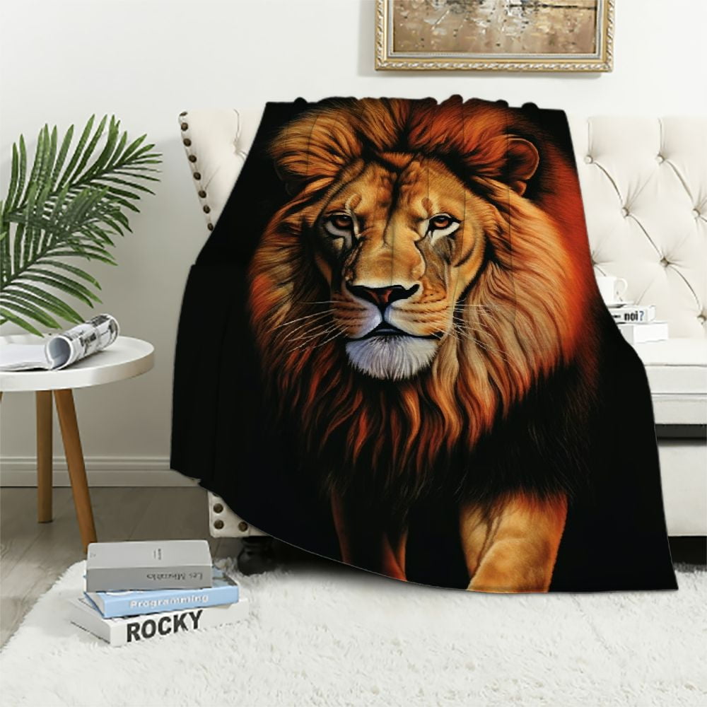 ONETECH Lion Blanket Animal Print Soft Warm Throw for Couch Sofa Bed ...