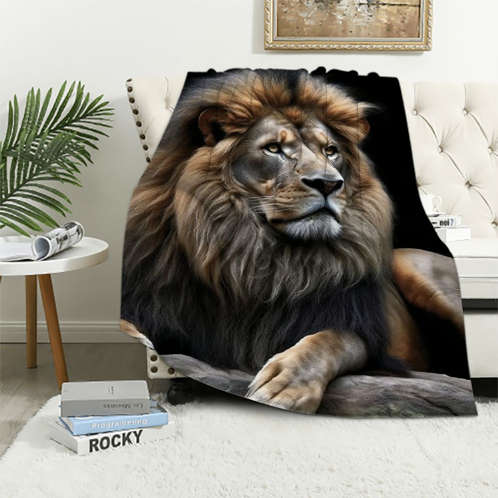 ONETECH Lion Blankets for Adults Animal Throw Blanket for Kids Face ...