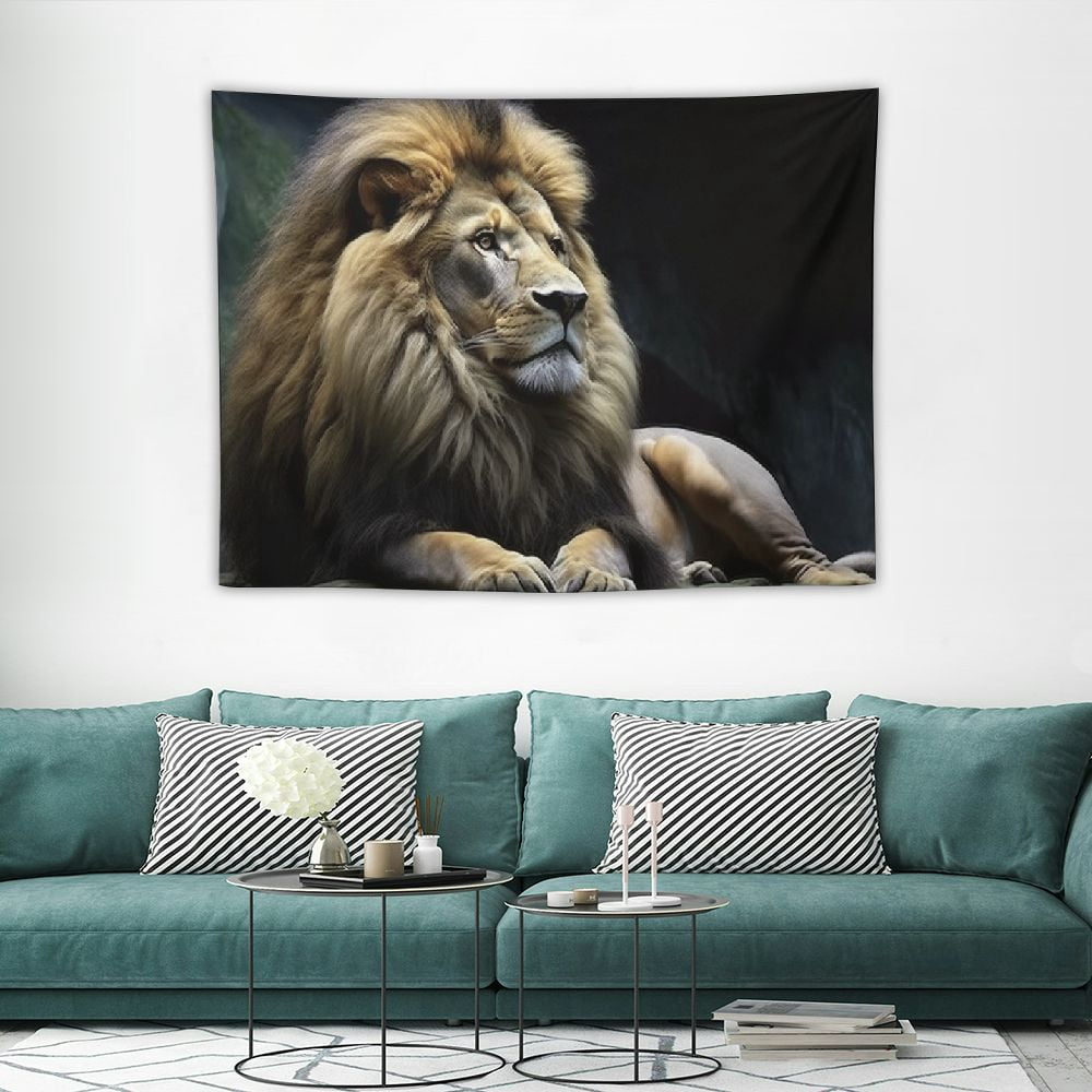 ONETECH Lion Tapestry,Print African King Black Animal Tapestries Large ...