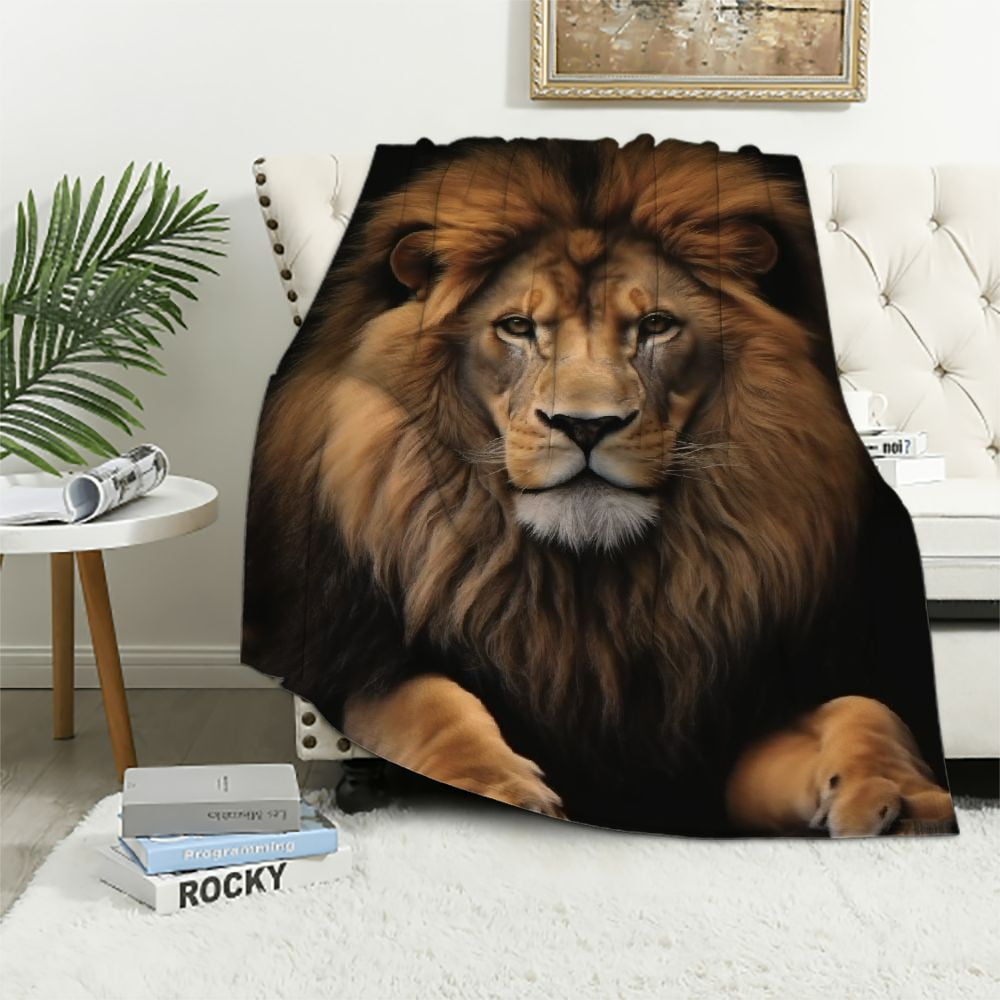 ONETECH Lion Throw Blankets for Adults Men Girls Boys Winter Couch Bed ...