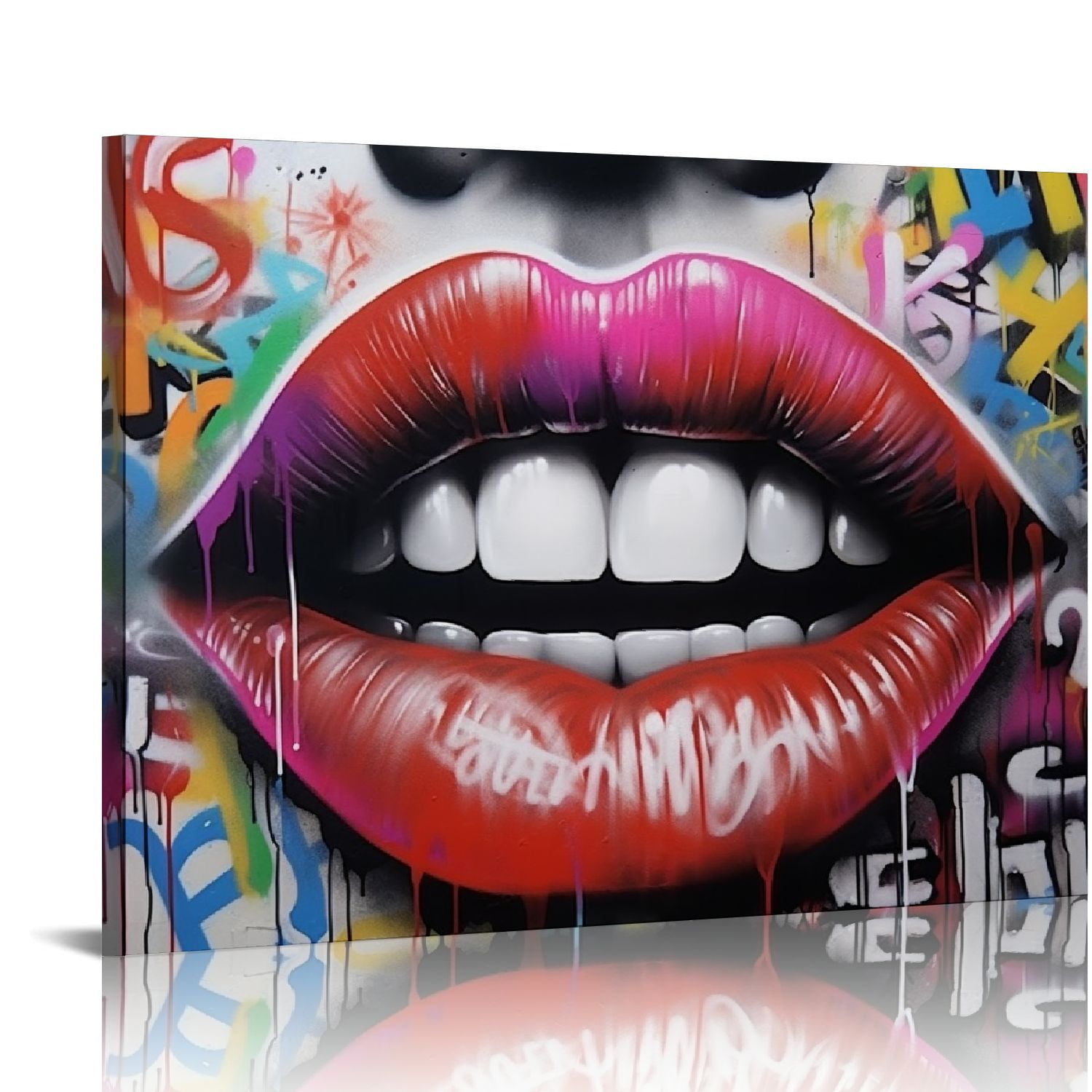 ONETECH Lips Graffiti Canvas Wall Art Poster Prints Colorful Picture ...