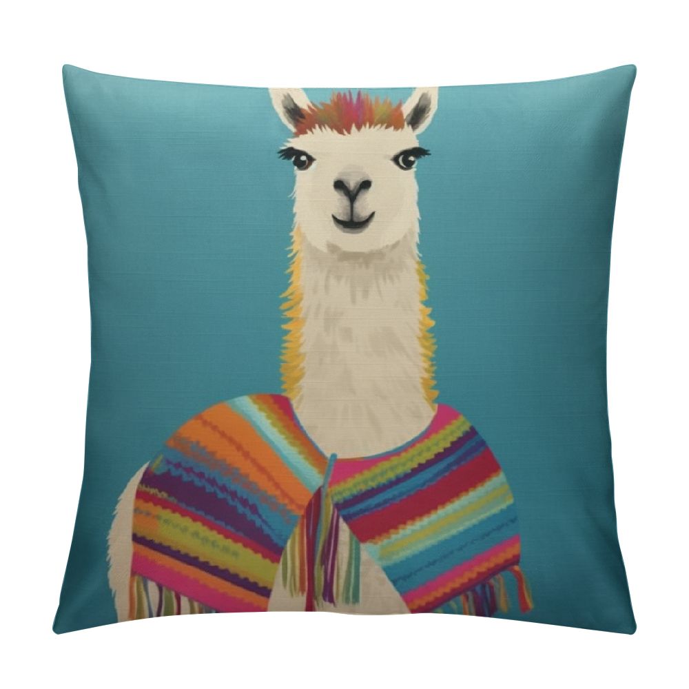 ONETECH Llama Throw Pillow Cover Cartoon Animal Alpaca Cute Peru ...
