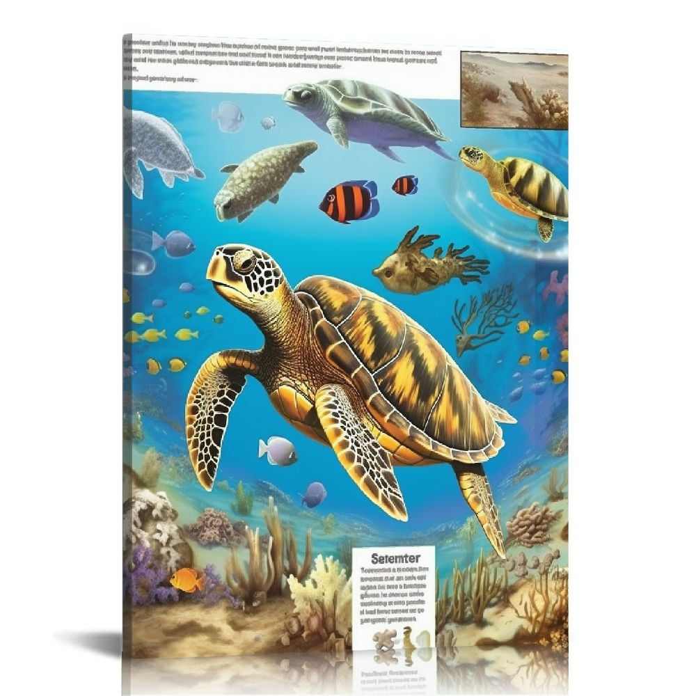 ONETECH Loggerhead Sea Turtle Knowledge Poster Learning Chart Canvas ...