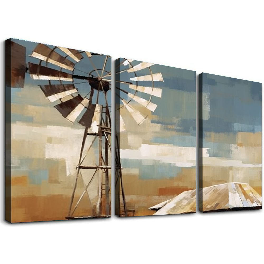 ONETECH Long Barn Windmill Canvas Wall Decor by Artist Mark Chandon for ...