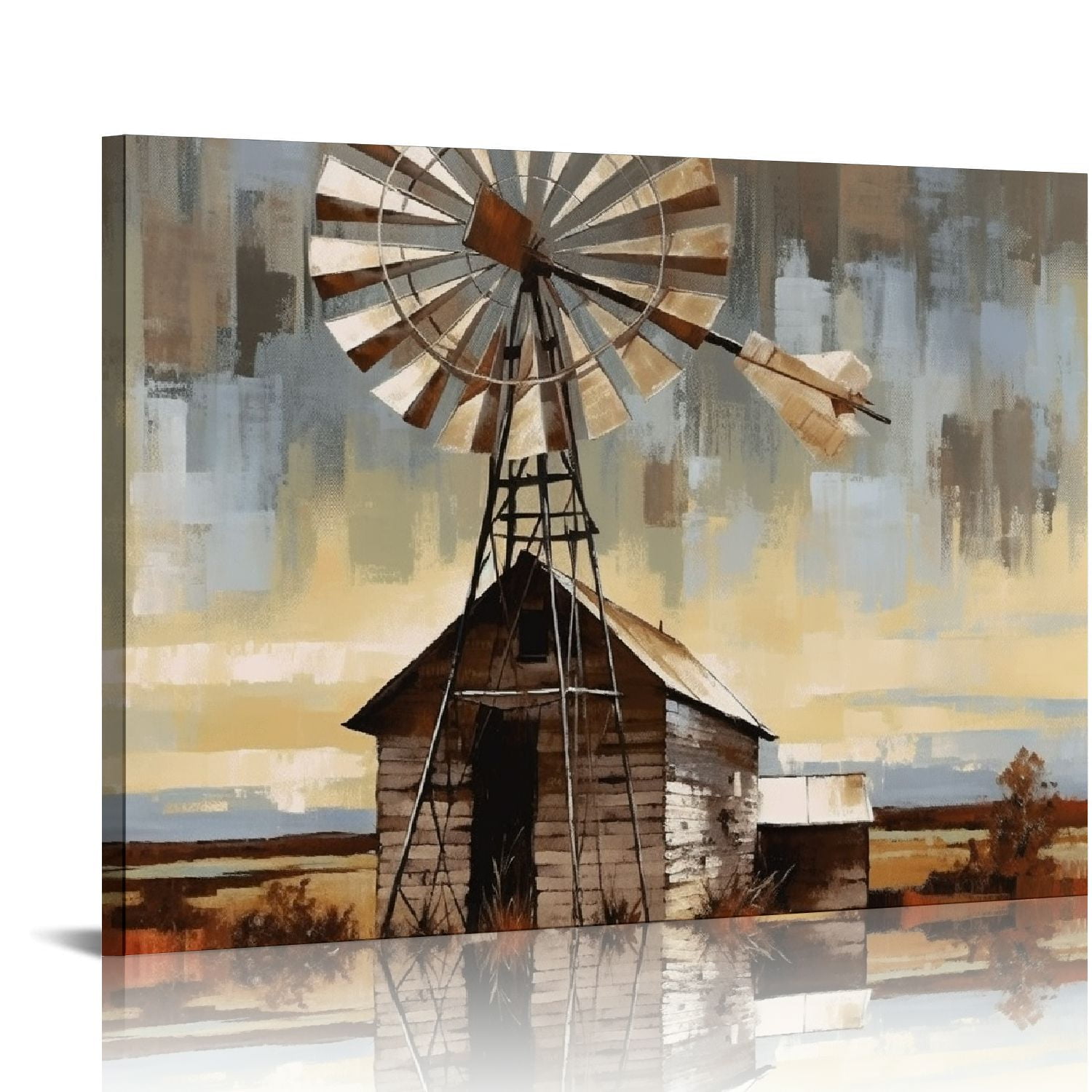 ONETECH Long Barn Windmill Canvas Wall Decor by Artist Mark for Living ...