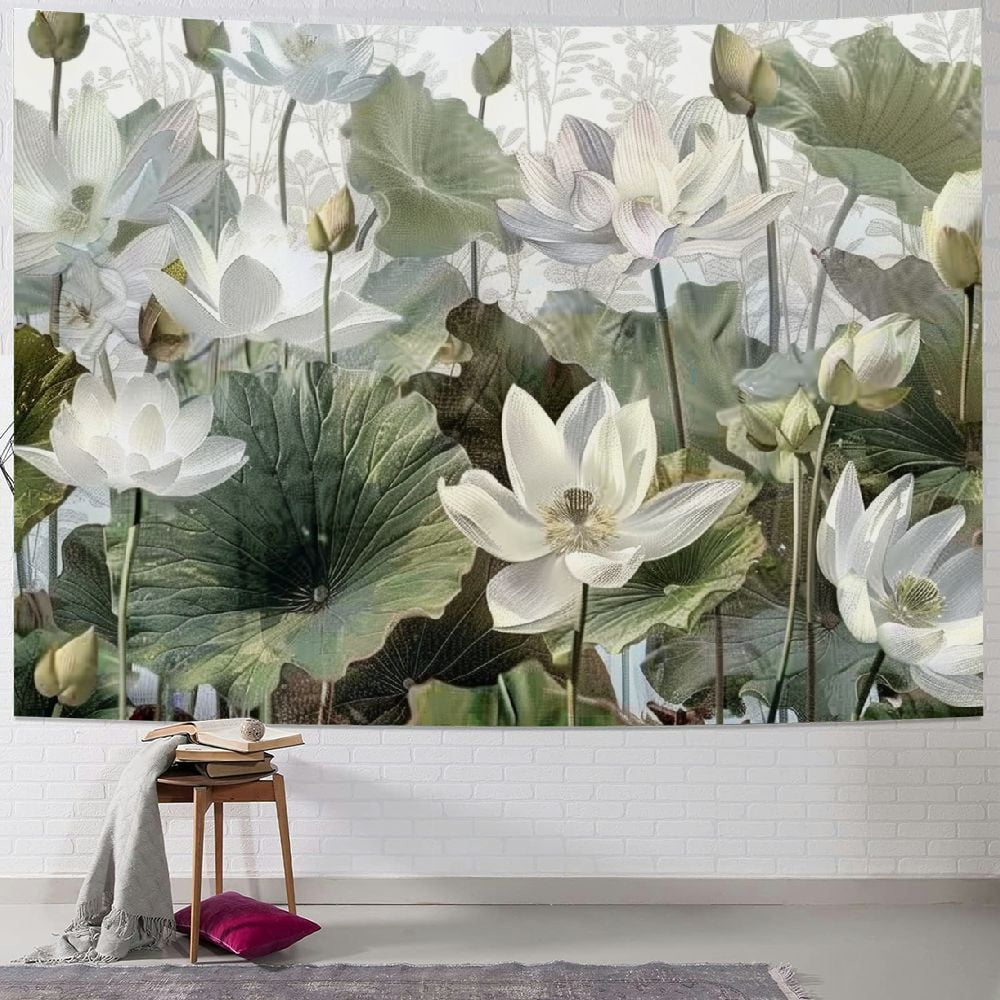 ONETECH Lotus Flower Tapestry, Abstract Watercolor Floral Tapestry ...