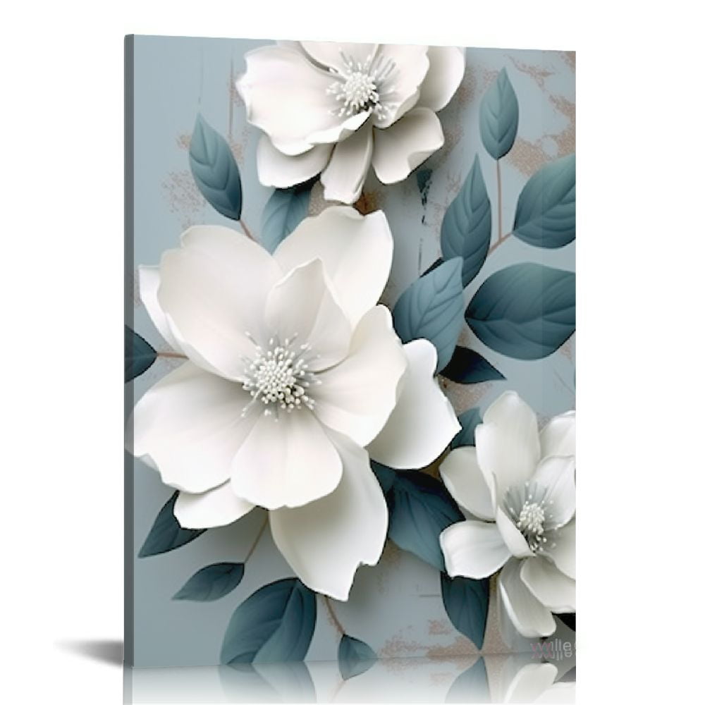 ONETECH Lotus Flower Wall Art White Blossom Floral Painting Canvas Art ...