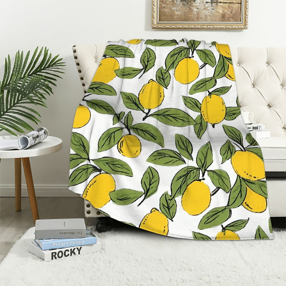 ONETECH Love Those Lemons Throw Blankets: Soft Plush Accent for Sofa ...
