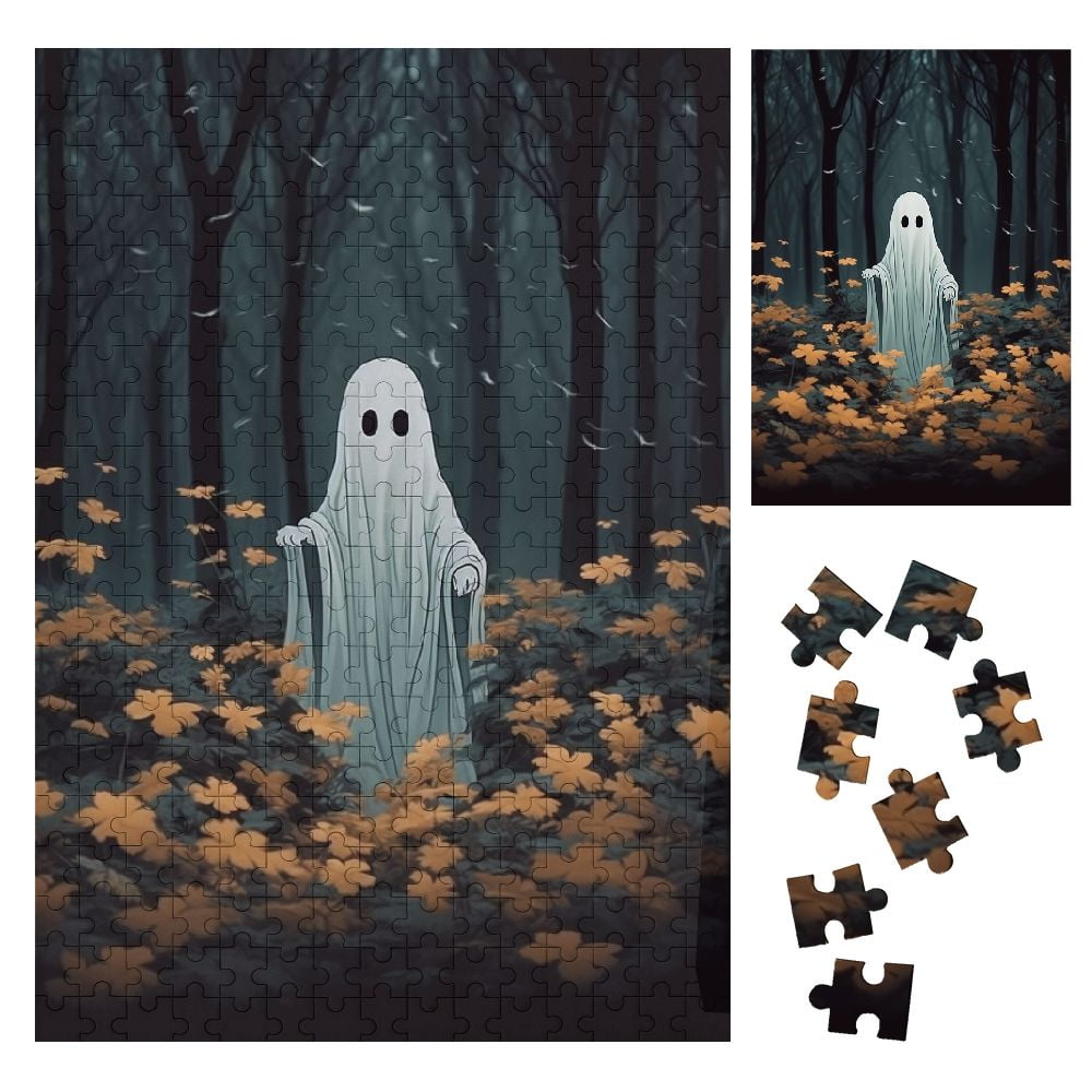 ONETECH Lovely Ghost Poster in the Haunted Forest Vertical Wooden ...