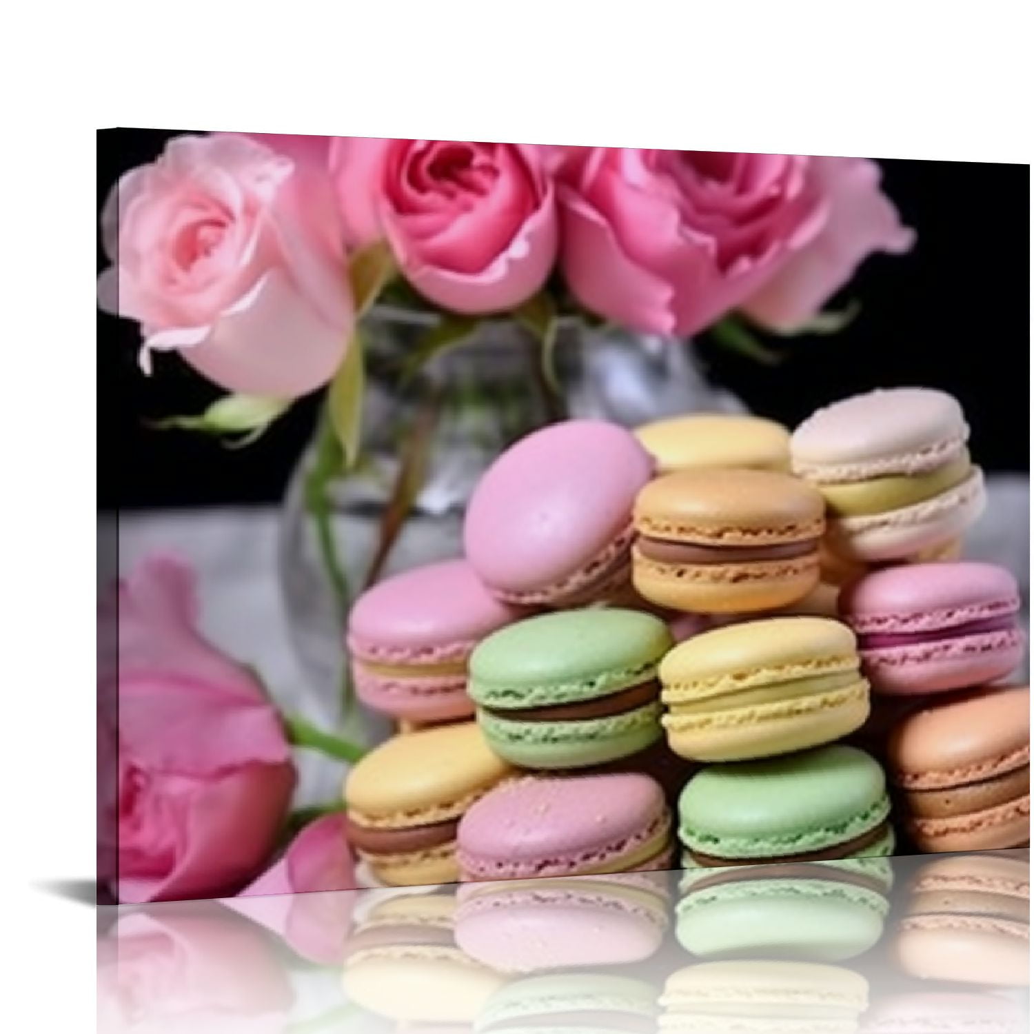 ONETECH Macarons and Rainbow Color Cups on Wooden Table Over Beautiful ...