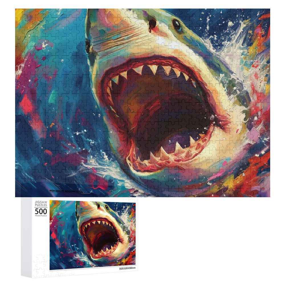 ONETECH Majestic White Shark Portrait Wooden Jigsaw Puzzle for Adults ...