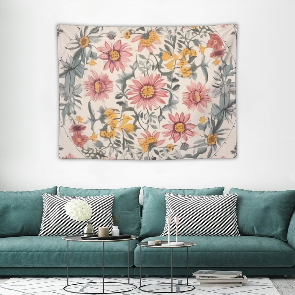 ONETECH Mandala Floral Medallion Tapestry, Sketched Flower Plant Boho ...